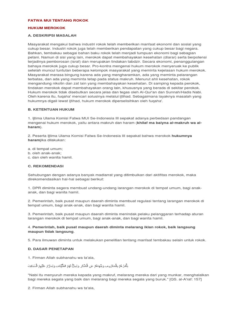 Fatwa Mui Tentang Rokok | PDF | Pengembangan Diri
