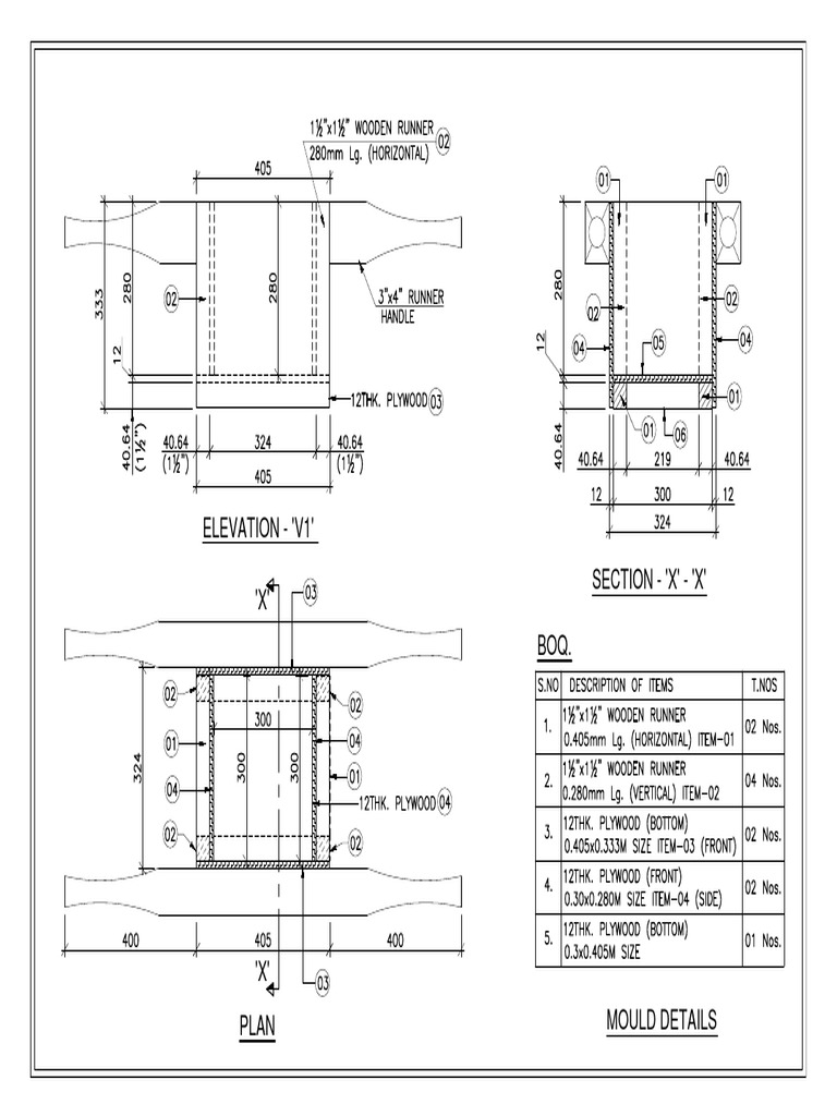 Elevation - 'V1' Section - 'X' - 'X' Elevation - 'V1' Section - 'X ...