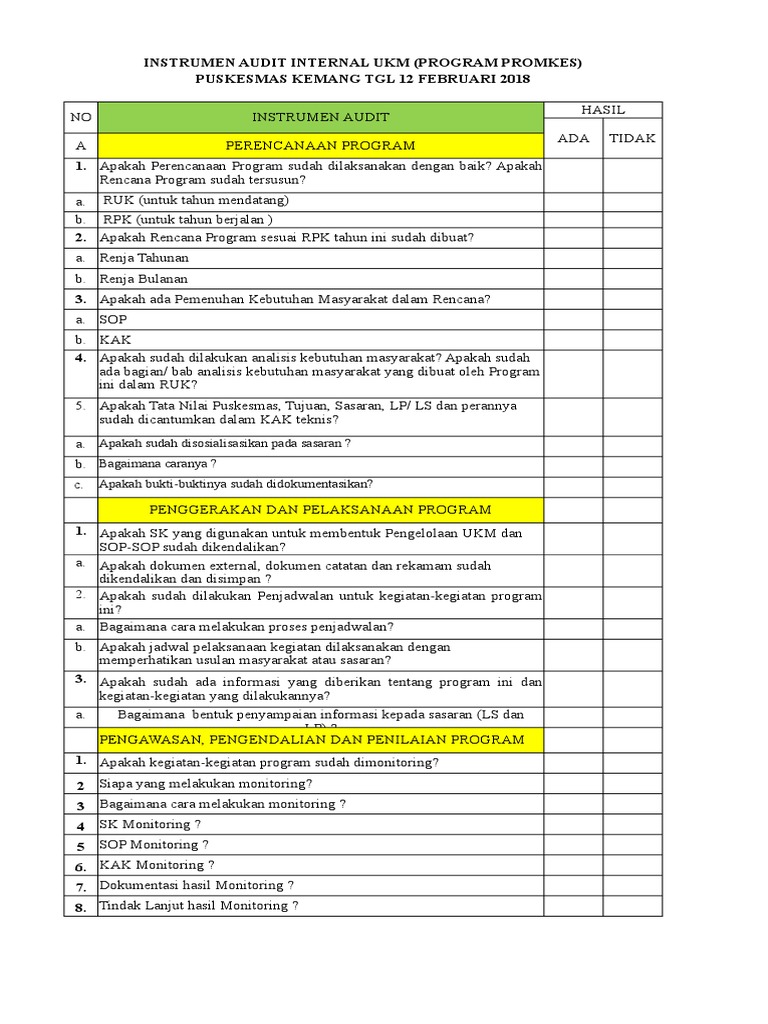 Instrumen Audit Promkes | PDF