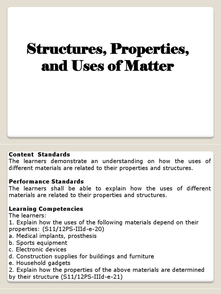 Structure Uses of Matter | PDF