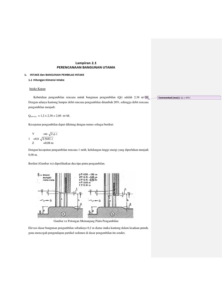 Lampiran Hitungan Intake Dan Bendung Kelompok 4 | PDF