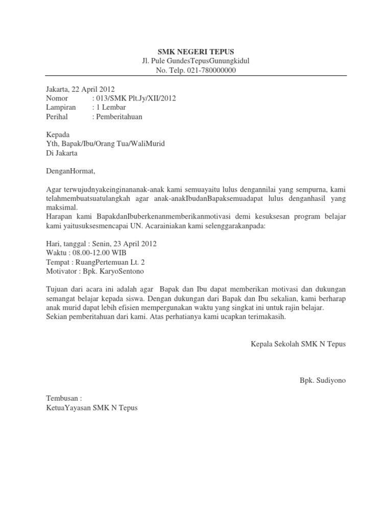 Contoh Surat Tembusan Resmi | PDF