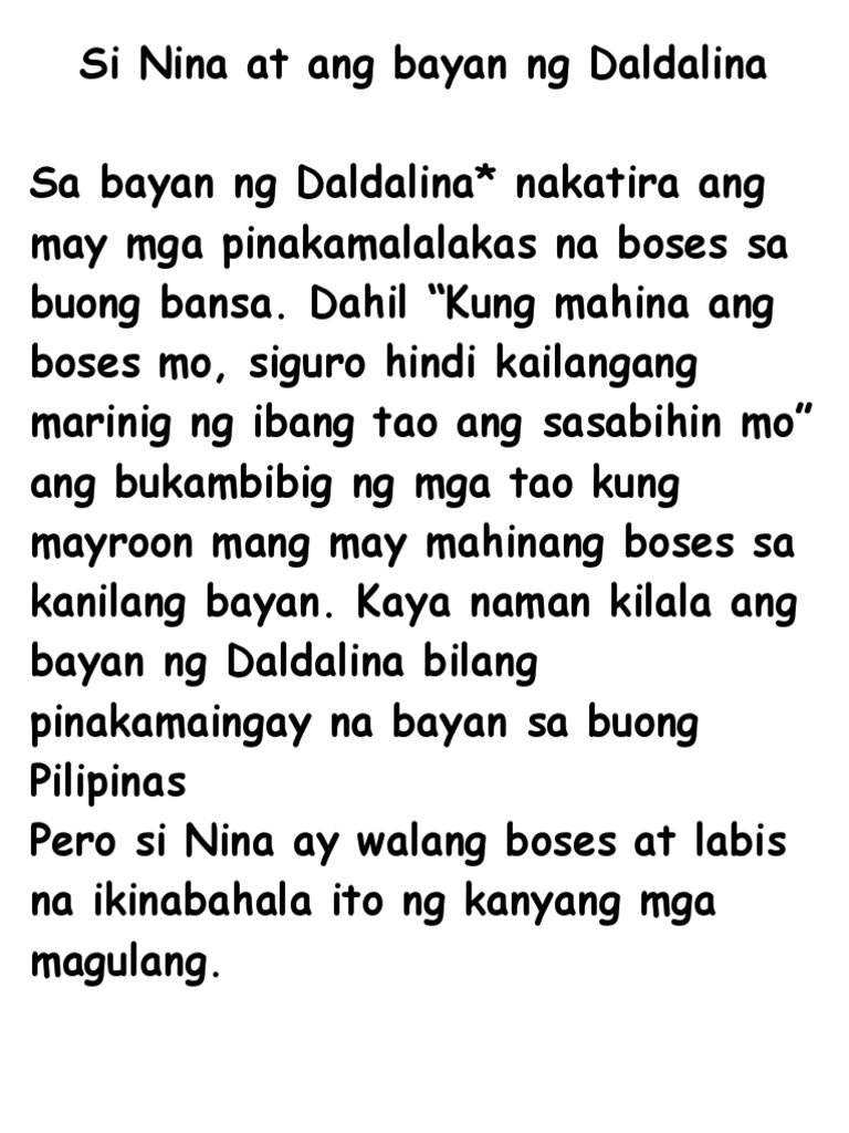 Si Nina at Ang Bayan NG Daldalina | PDF