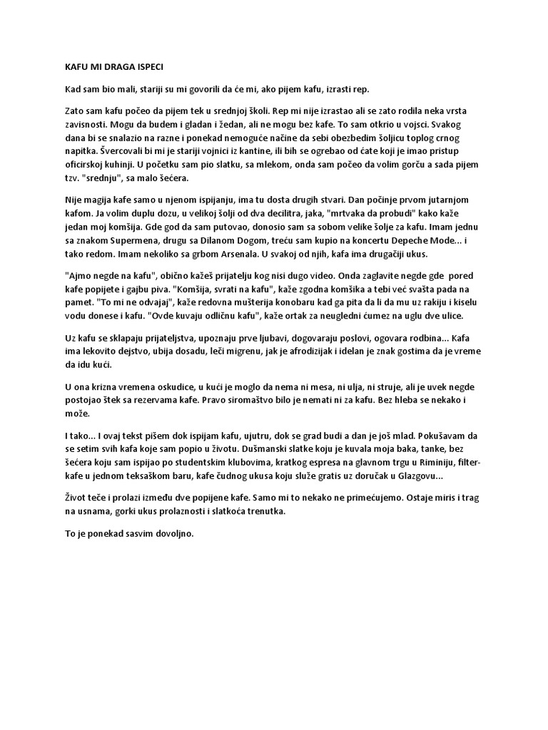 Kafu Mi Draga Ispeci | PDF