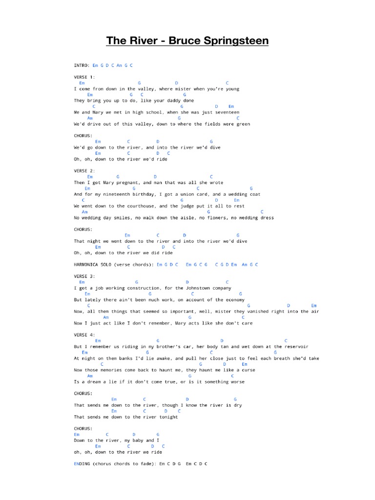 The River Bruce Springsteen | PDF | Bruce Springsteen | American ...