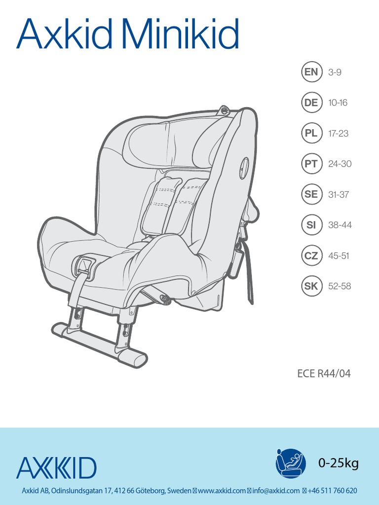 Axkid Minikid Instruction Manual | PDF | Seat Belt | Motor Vehicle
