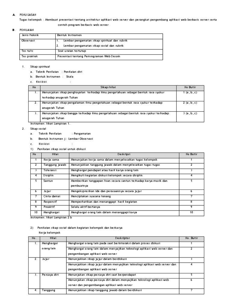 Lembar Penilaian RPP Kd10 Pemrograman Web Dinamis Kelas XI RPL SMK Taruna Bhakti | PDF
