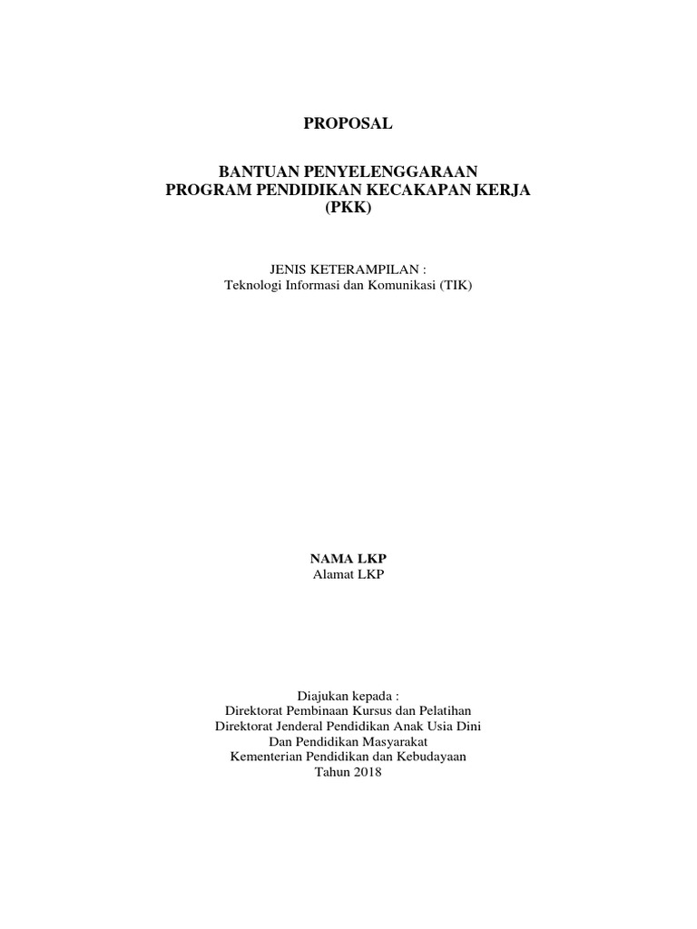 Contoh Proposal PKK 2018 | PDF