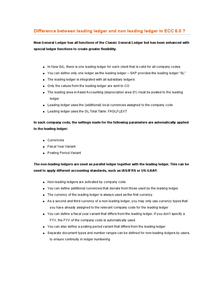 Difference Between Leading Ledger and Non Leading Ledger | PDF