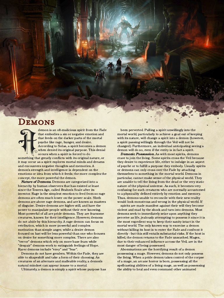 Dragon Age 5th Edition - Demons | PDF | Demonic Possession | Demons