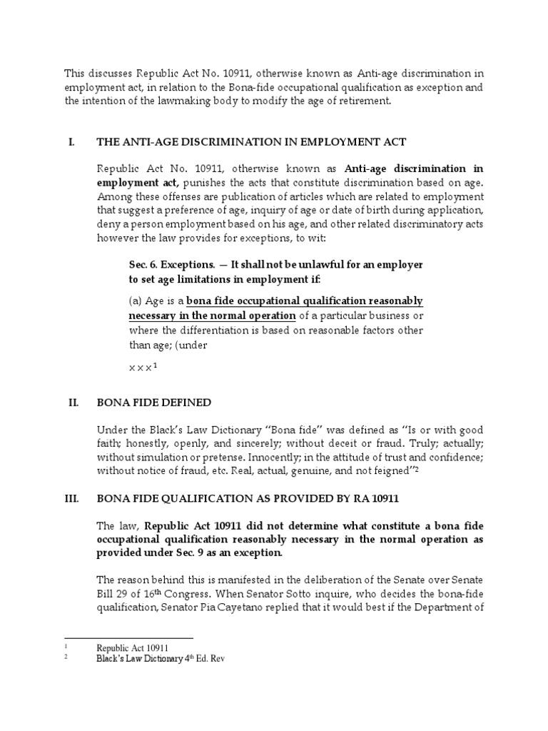 RA 10911 Final | Download Free PDF | Good Faith | Discrimination
