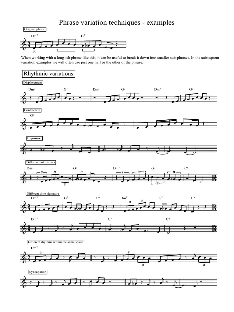 Phrase Variations Musical Examples - No Watermark | PDF | Musicology ...