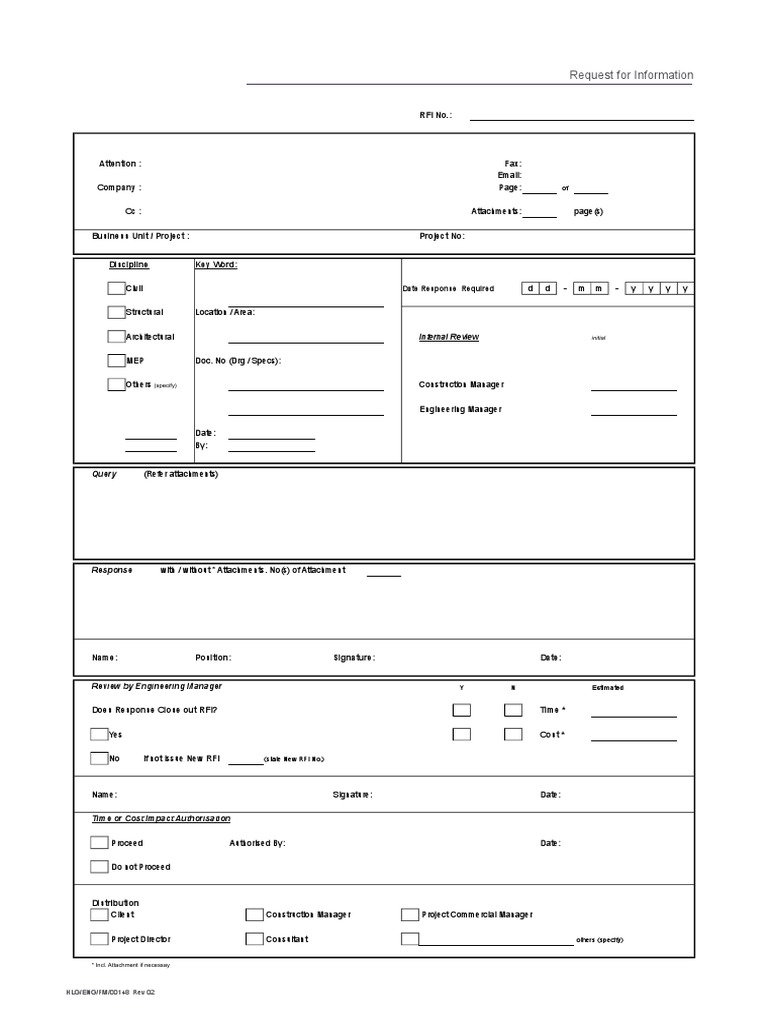 RFI Submission Template for Projects | PDF | Computing | Business