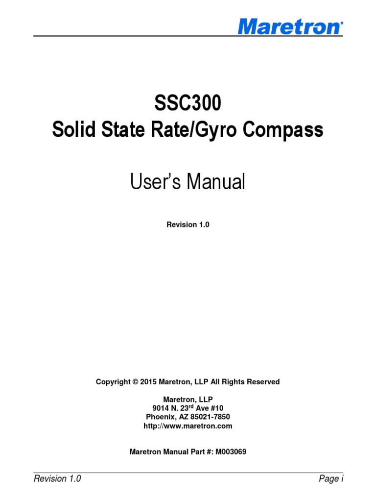 SSC300 Solid State Rate/Gyro Compass: User's Manual | PDF | Compass ...