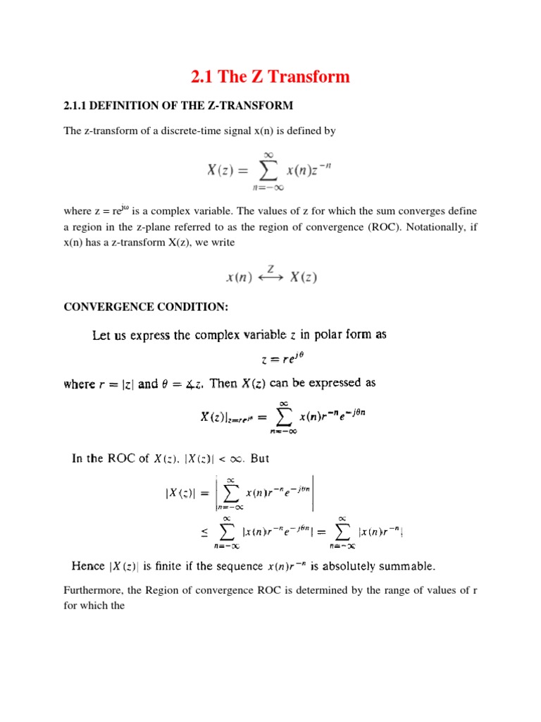 Z Transform | PDF | Mathematical Relations | Calculus