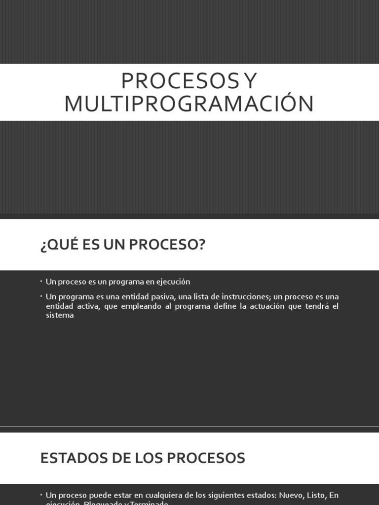 Procesos y Multiprogramación en SO | PDF | Proceso (Computación ...