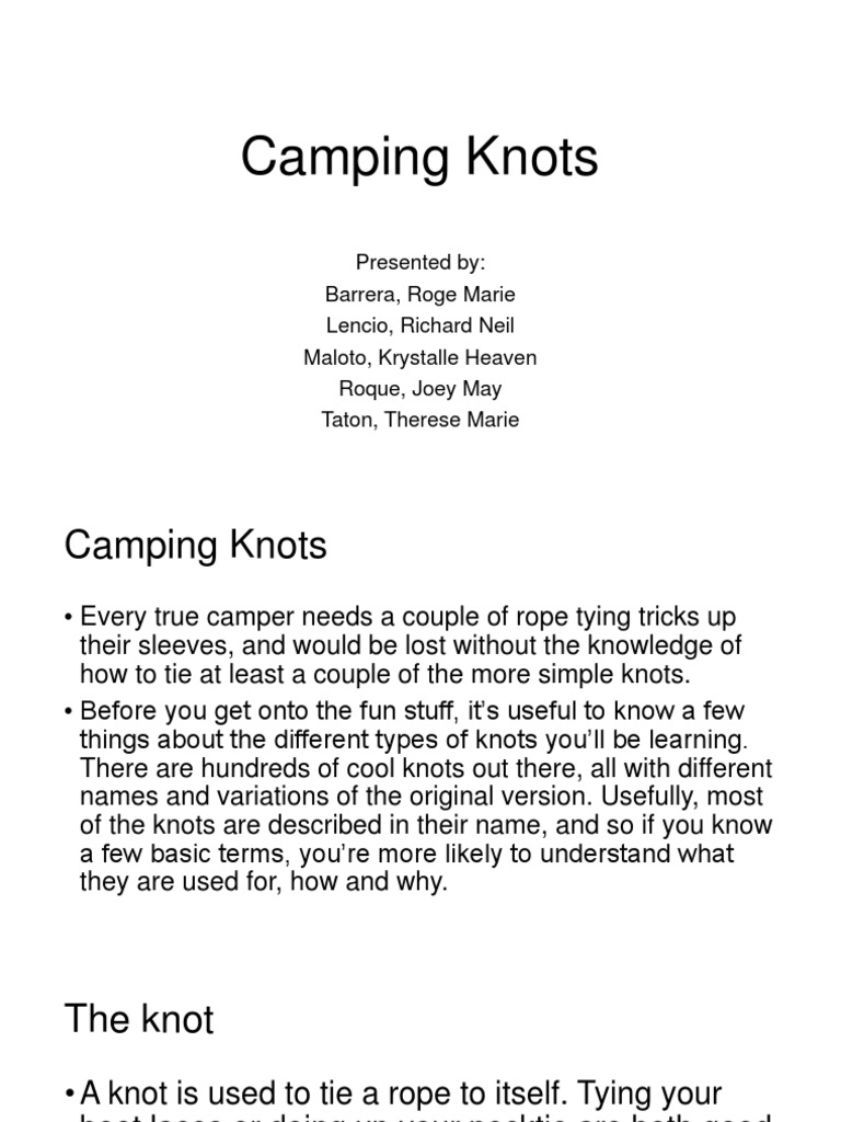 Camping Knots | PDF | Knot | Leisure
