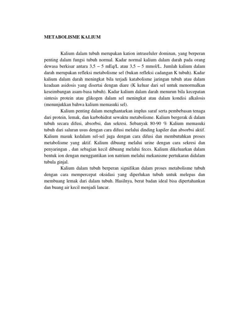 Metabolisme Kalium | PDF