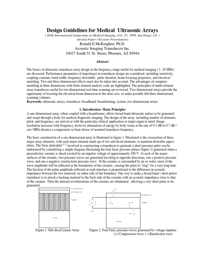 Design Guidelines For Medical Ultrasonic Arrays | PDF | Medical ...