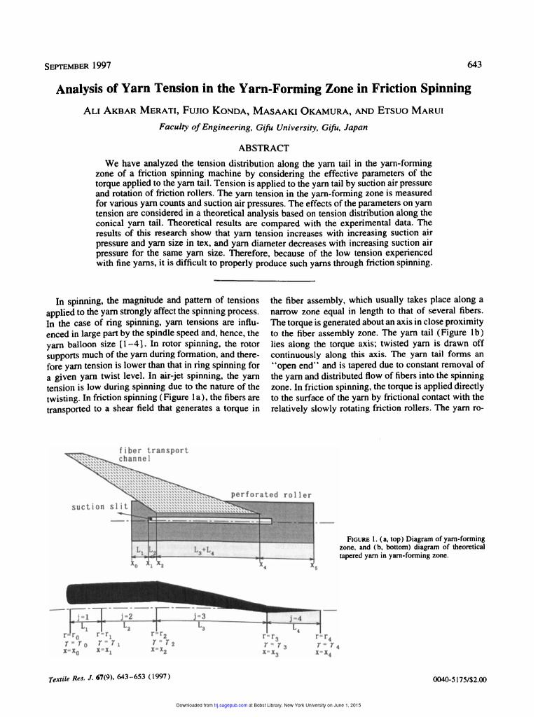 Analysis of Yarn Tension in The Yarn Forming Zone in Friction Spinning ...