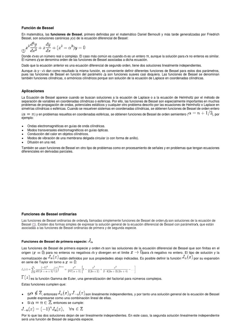 Función de Bessel | PDF | Ecuaciones | Análisis matemático
