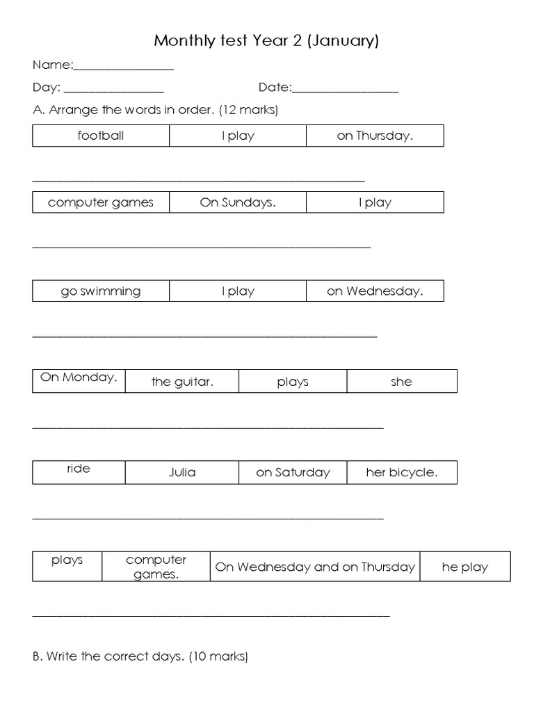 Monthly Test Year 2 (January) | PDF