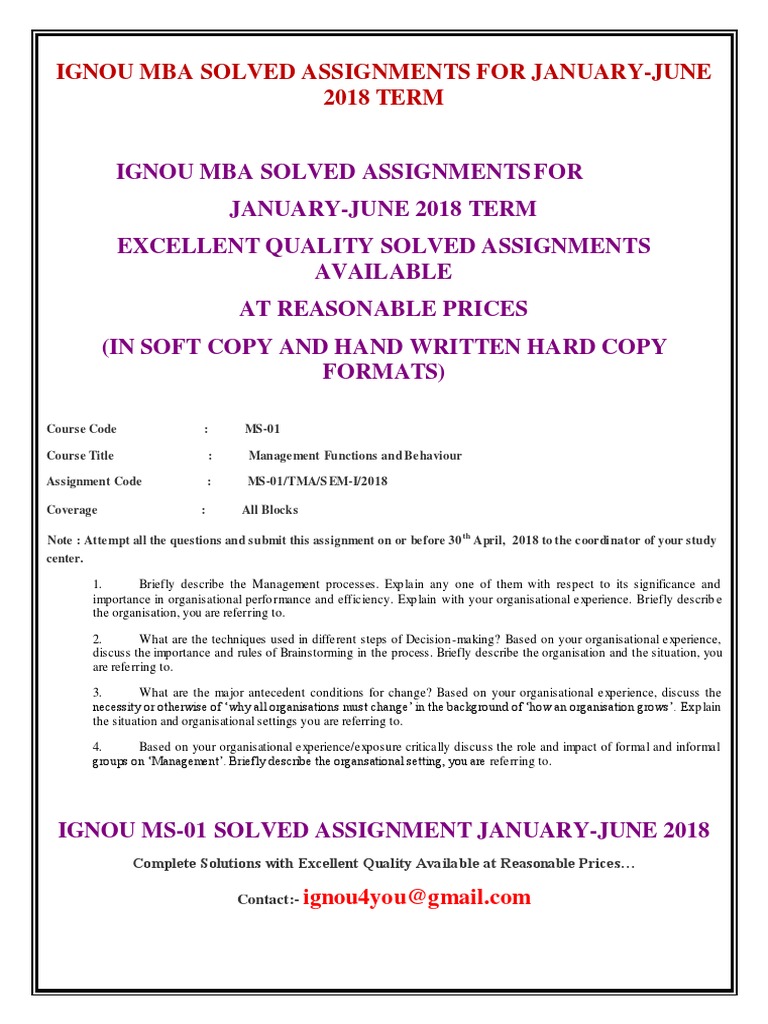 Ignou Mba Solved Assignments For January 2018 | PDF | Depreciation ...