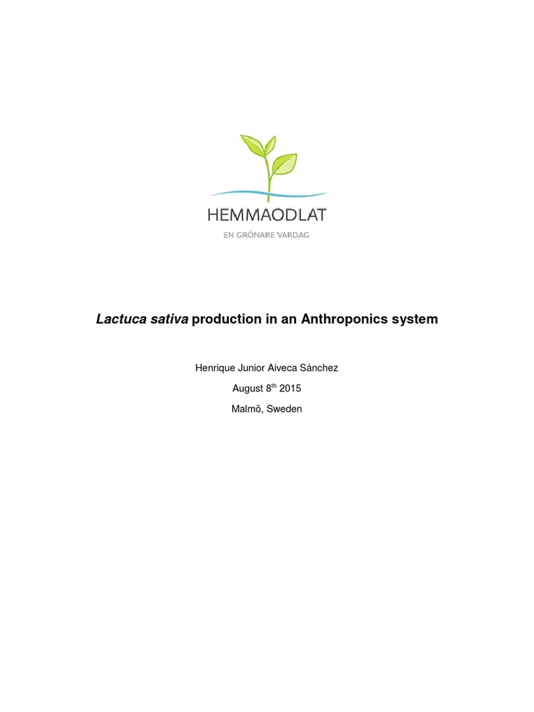 Lactuca Sativa Production in An Anthroponics System PDF | PDF ...