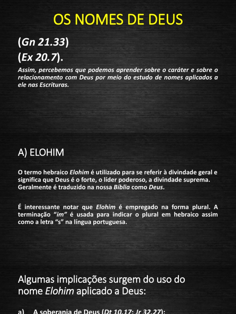 Os Nomes de Deus | PDF | Nomes de Deus | Divindade criadora