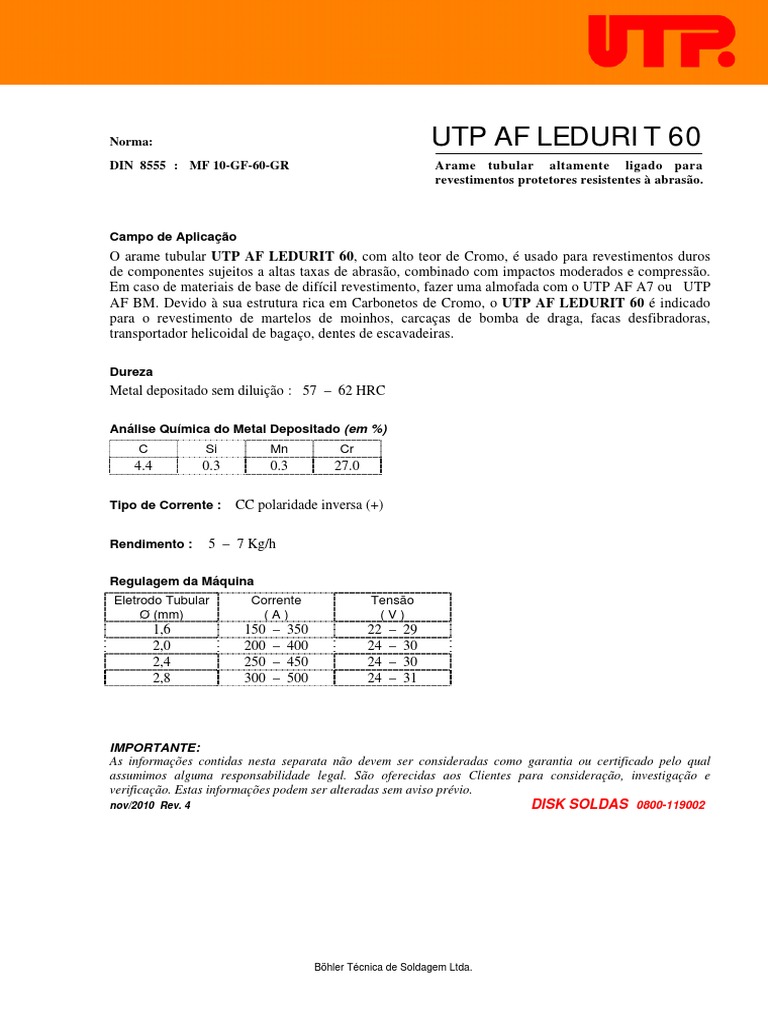 UTP AF LEDURIT 60 para revestimentos abrasivos | PDF