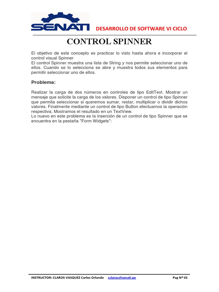 Guia #05 - Control Spinner en Android | PDF | Widget (Gui) | Android ...