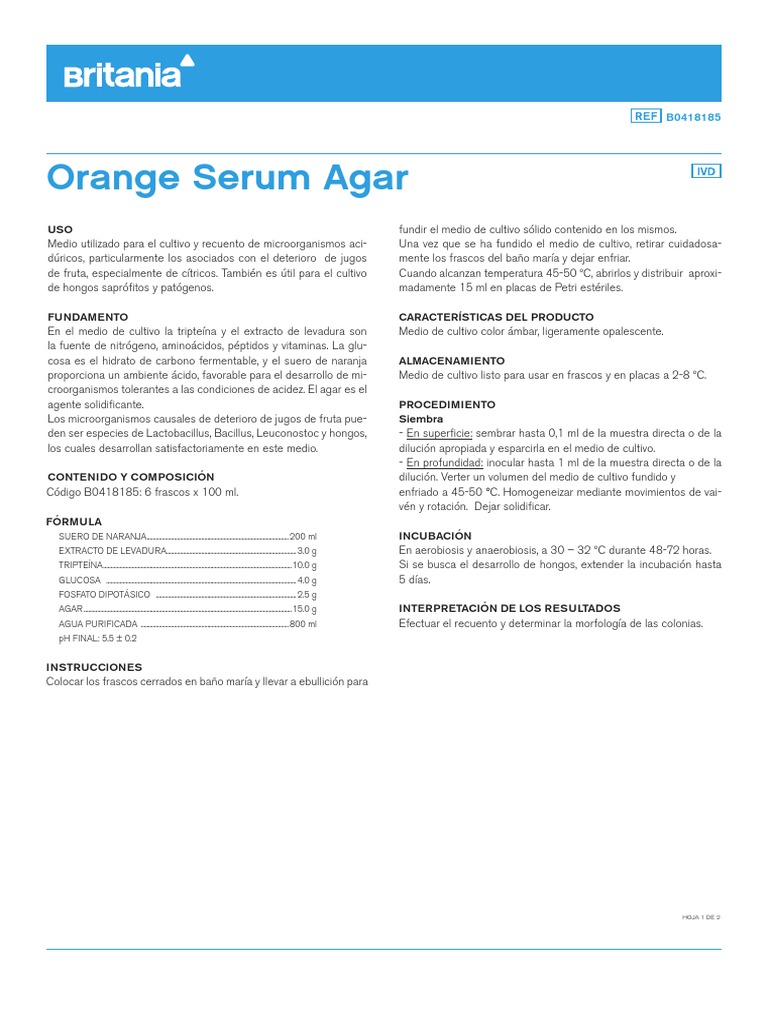 HT b04181 Rev 01-Orange Serum Agar | PDF | Alimentos | Naturaleza