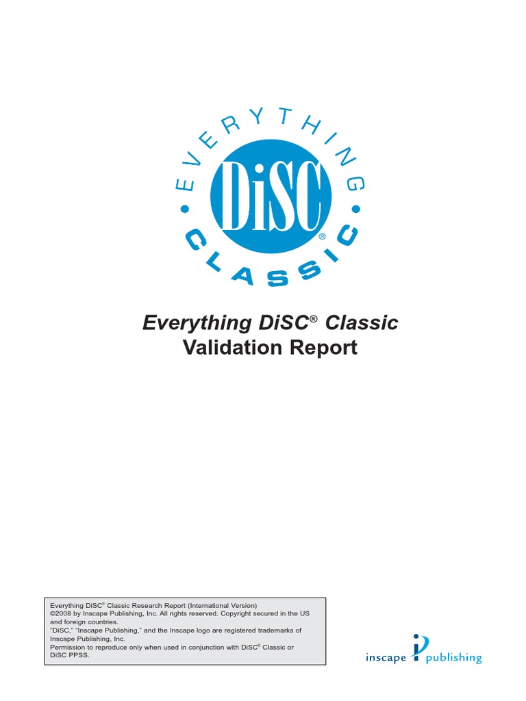 Everything DiSC Classic Validation Report 2008 International Version ...
