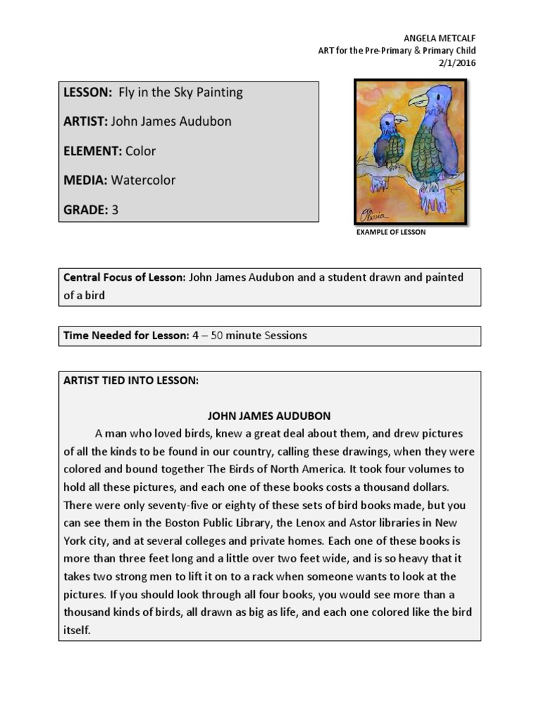 Fly in The Sky Lesson Plan 3rd Grade 02082016 | PDF | Watercolor ...