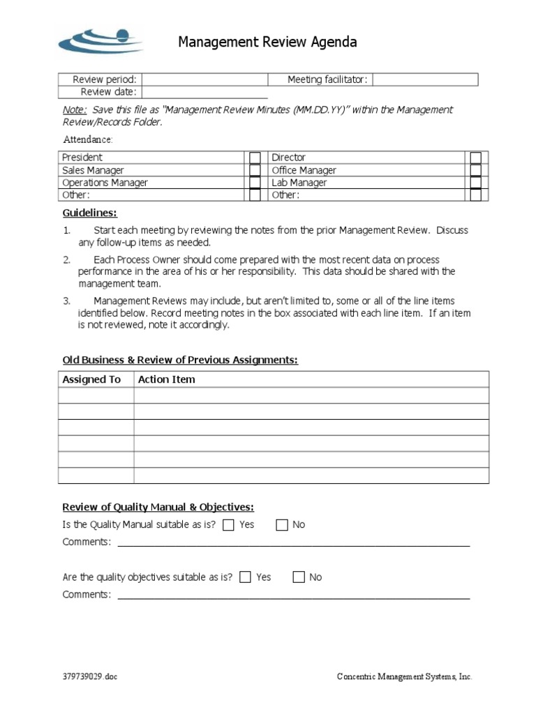 Management Review Form ISO 9001 | PDF | Iso 9000 | Computing