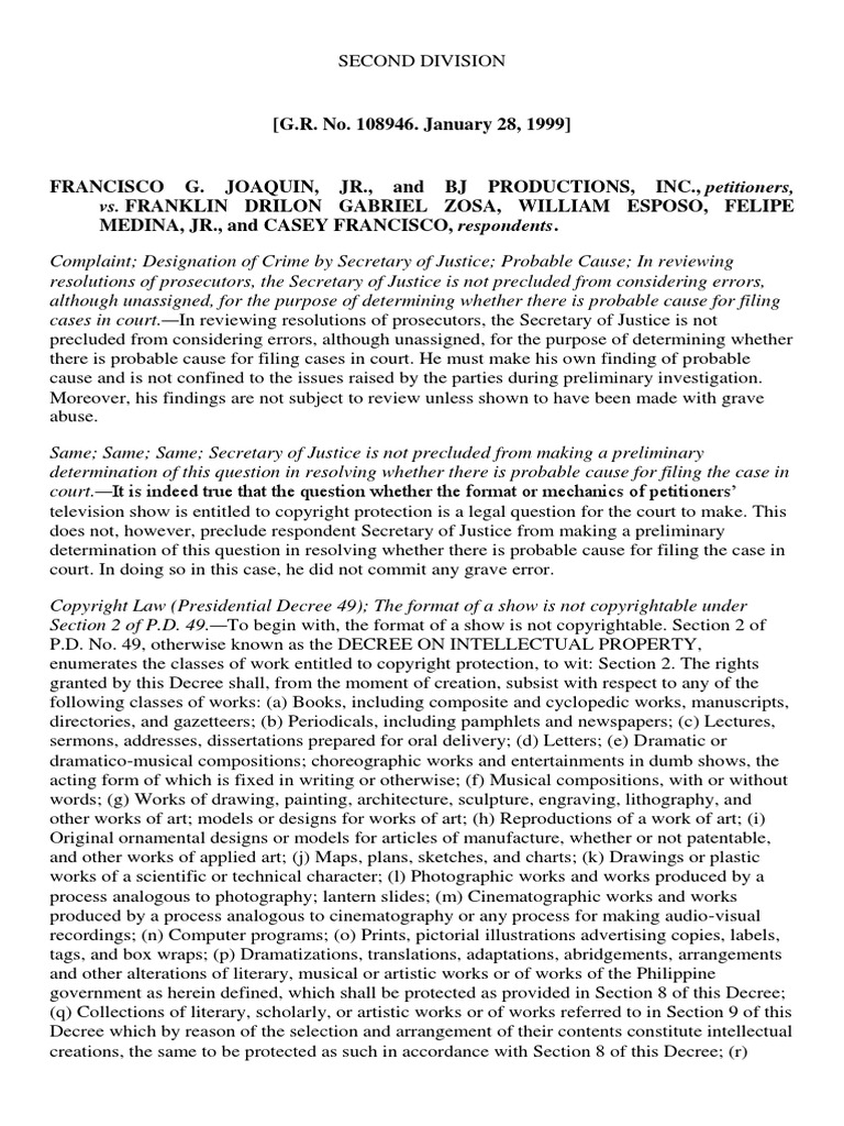 Joaquin, Jr. vs. Drilon, 302 SCRA 225, G.R. No. 108946 January 28, 1999 ...