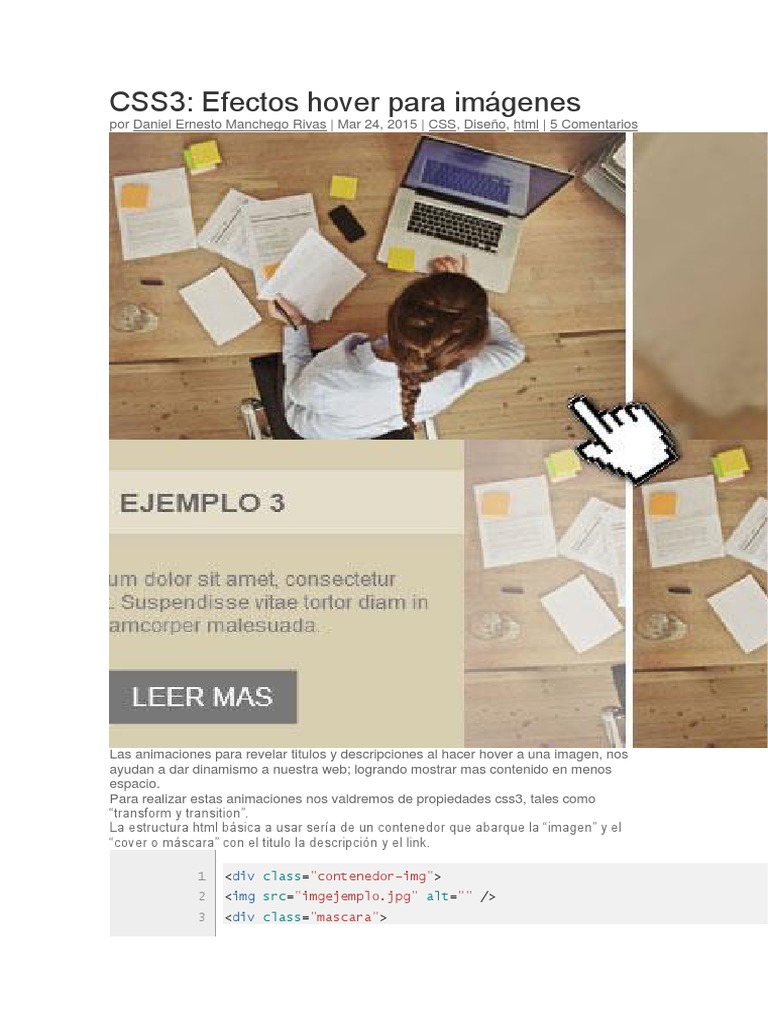 Efecto Hover CSS3 | PDF | Hojas de estilo en cascada | Ingeniería de ...