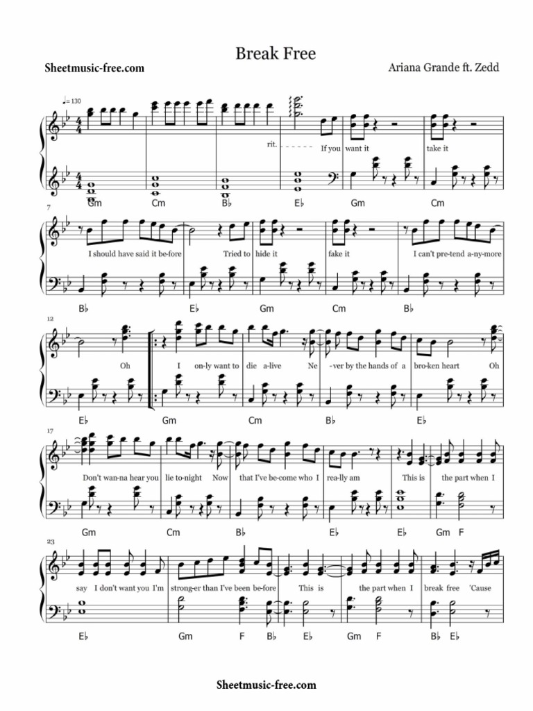 Break Free Sheet Music Ariana Grande PDF | PDF