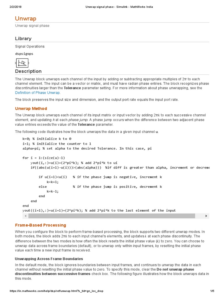 Unwrap Signal Phase - Simulink - MathWorks India | PDF | Parameter ...