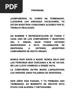 Programa Despedida de 5to A 6to | PDF