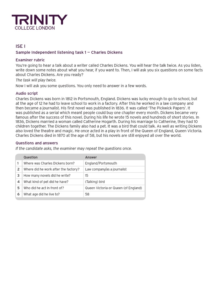 Task 1 Charles Dickens Rubric and Answers | PDF | Classics