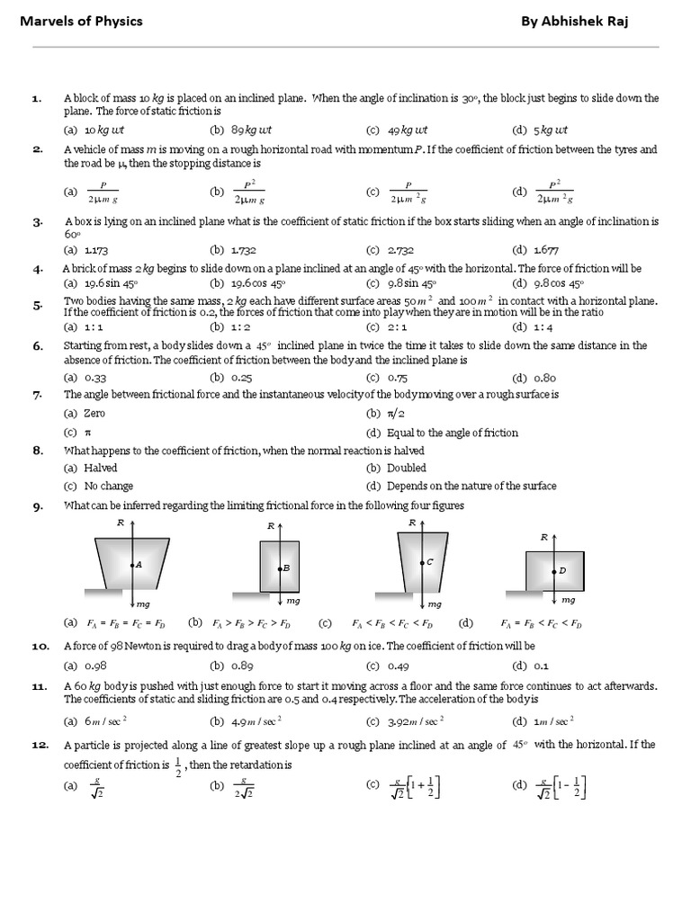 Laws of Motion Practice Problems | Friction | Force
