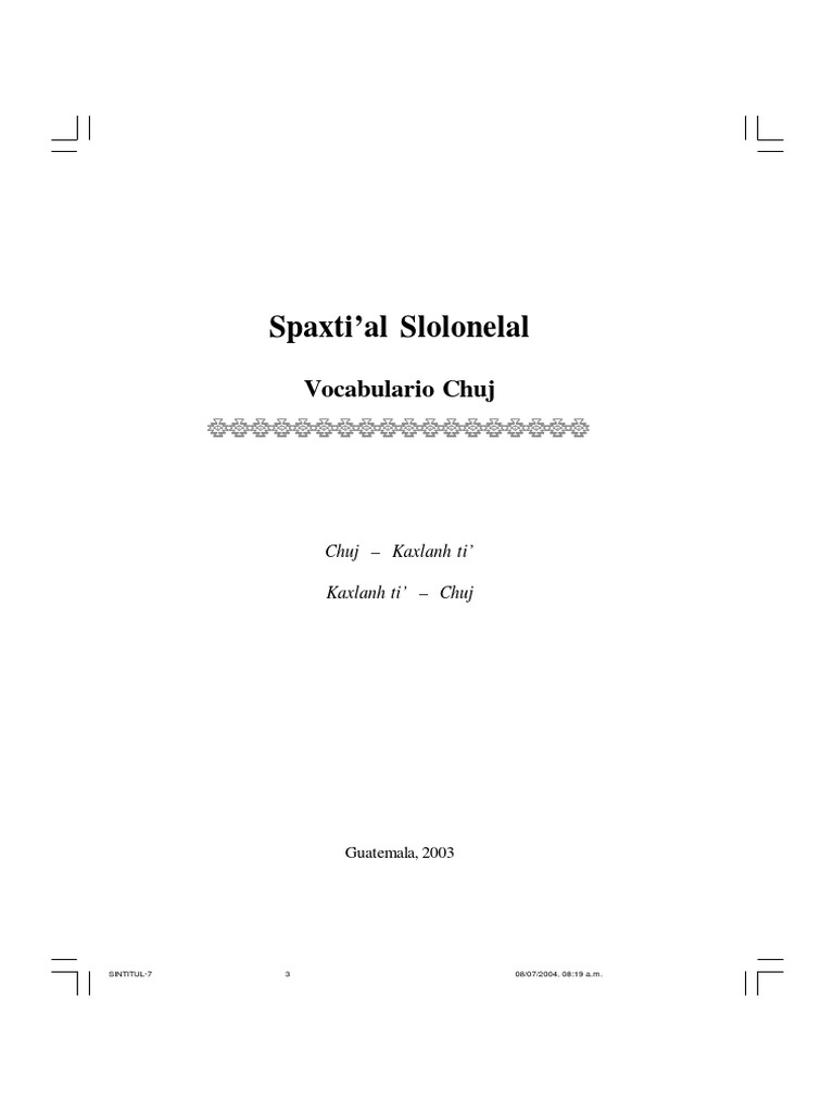 Vocabulario Chuj-Esp | PDF | Escritura | Palabra