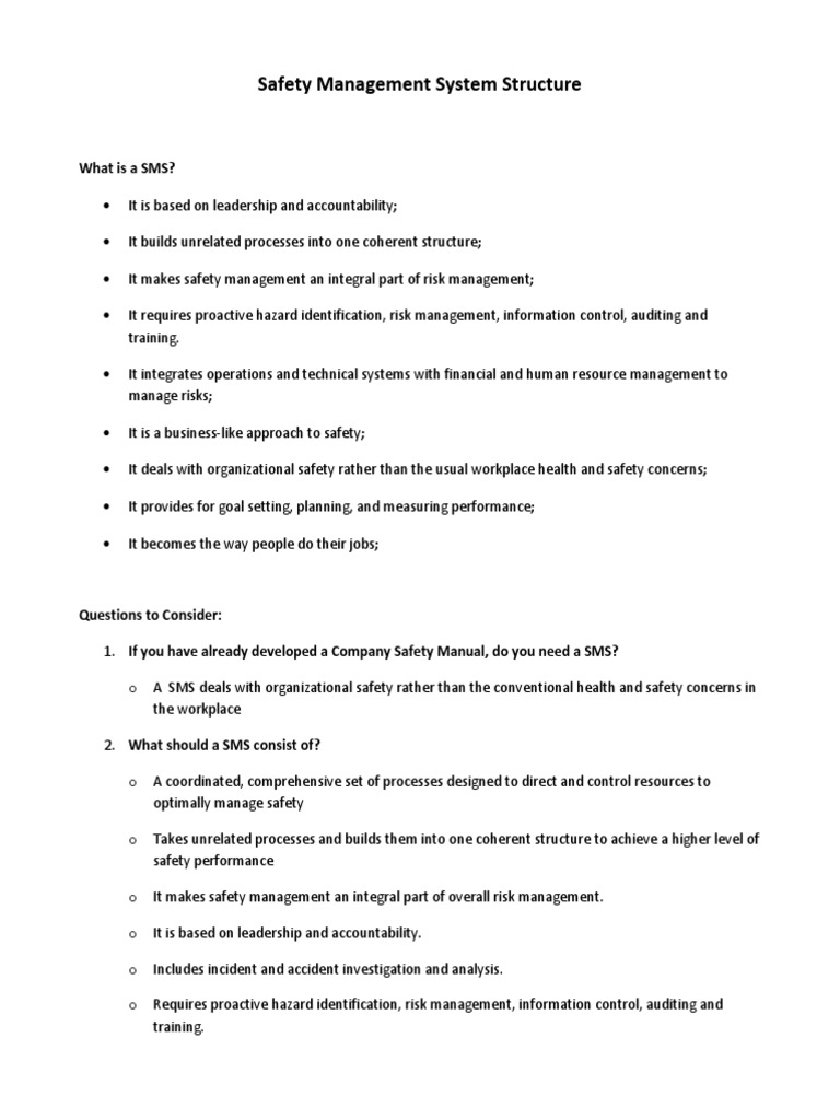 Safety Management System Structure: What Is A SMS? | PDF | Safety ...