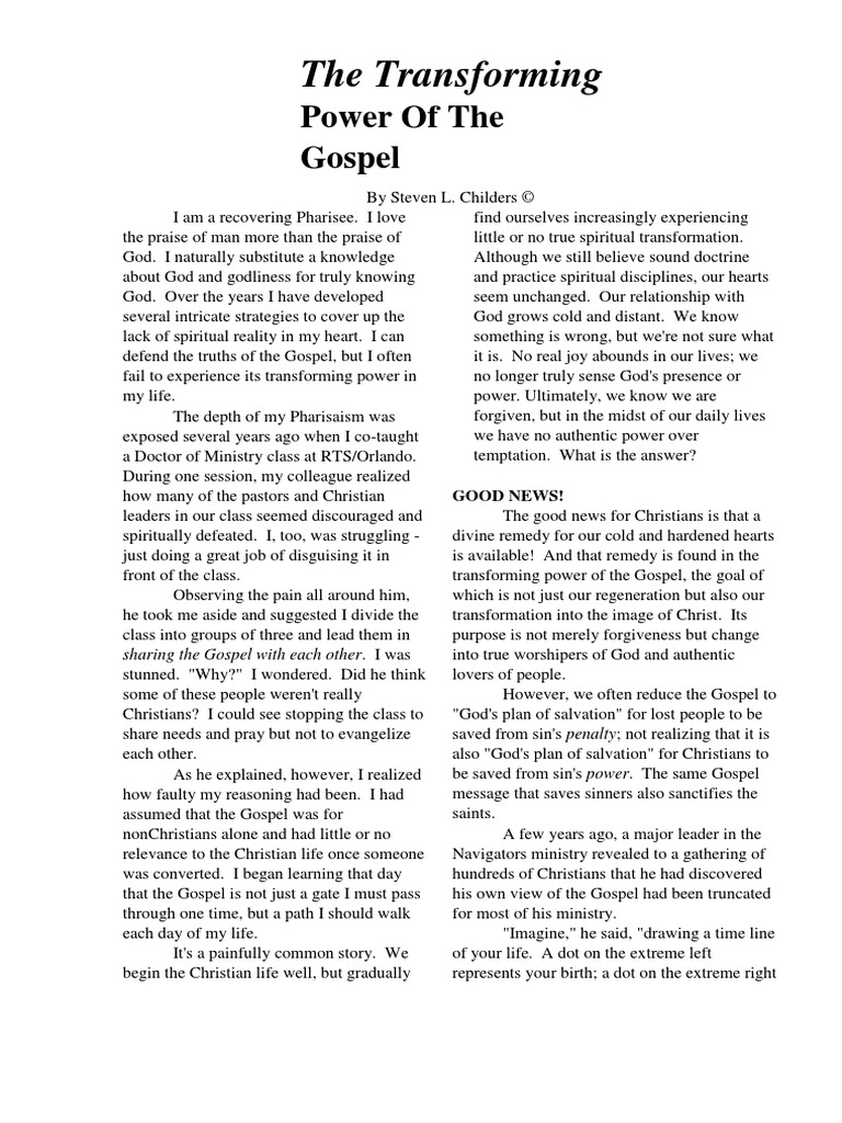 Transforming Power of The Gospel ENG FINAL1 | PDF | Idolatry | Repentance