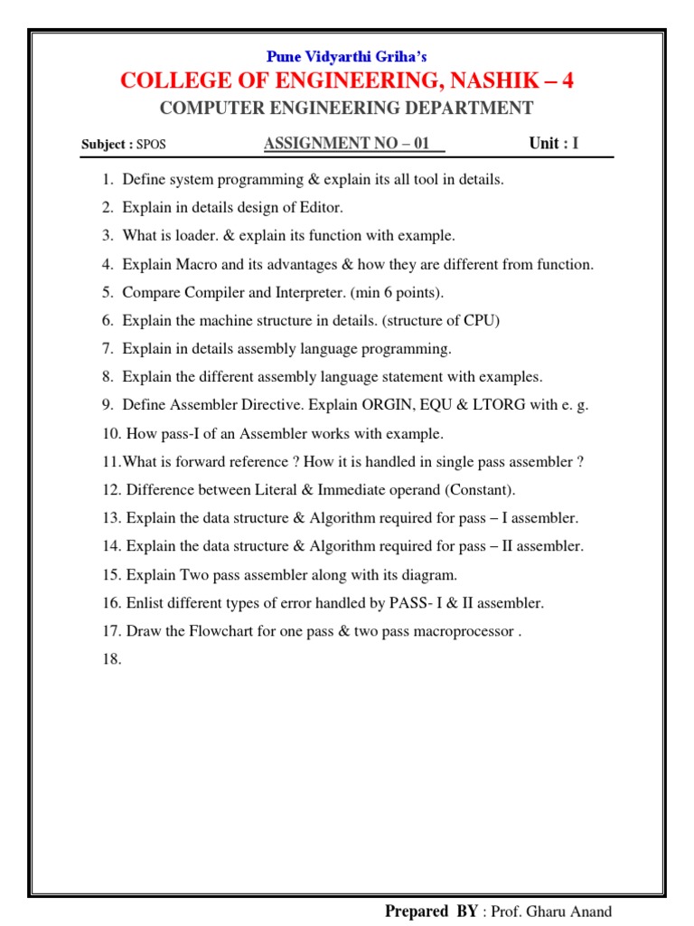 Spos Assignment 1 Pdf 
