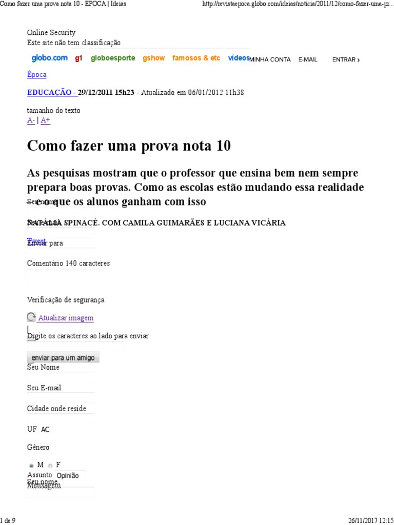 Como Fazer Uma Prova Nota 10 - ÉPOCA - Ideias | PDF | Teste (avaliação ...