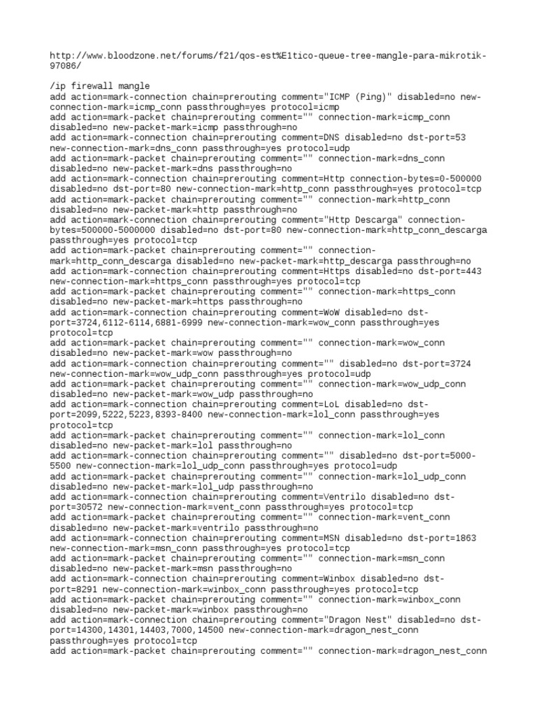 QoS Estático (Queue Tree Mangle) para Mikrotik | PDF | Computer Network Security | Computer ...