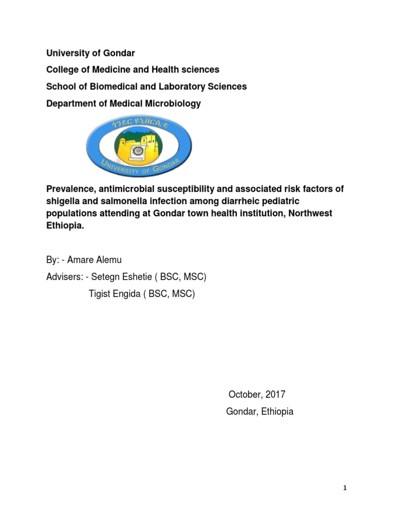 Amare Thesis Proposal1 | PDF | Salmonella | Diarrhea