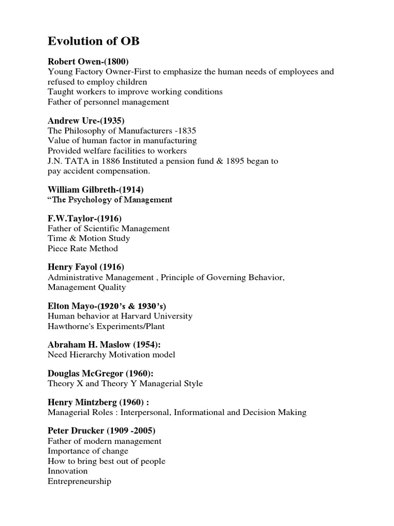 Evolution of OB | PDF | Organizational Behavior | Science